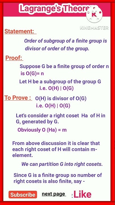 Lagrange's theorem group theory proof | Lagrange's theorem B.Sc 1st year | Lagrange's theorem ...