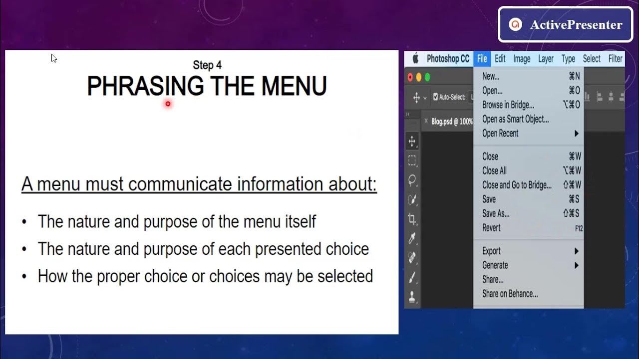 Phrasing the menus / User Interface Design / 8th sem CSE 18CS734 - YouTube