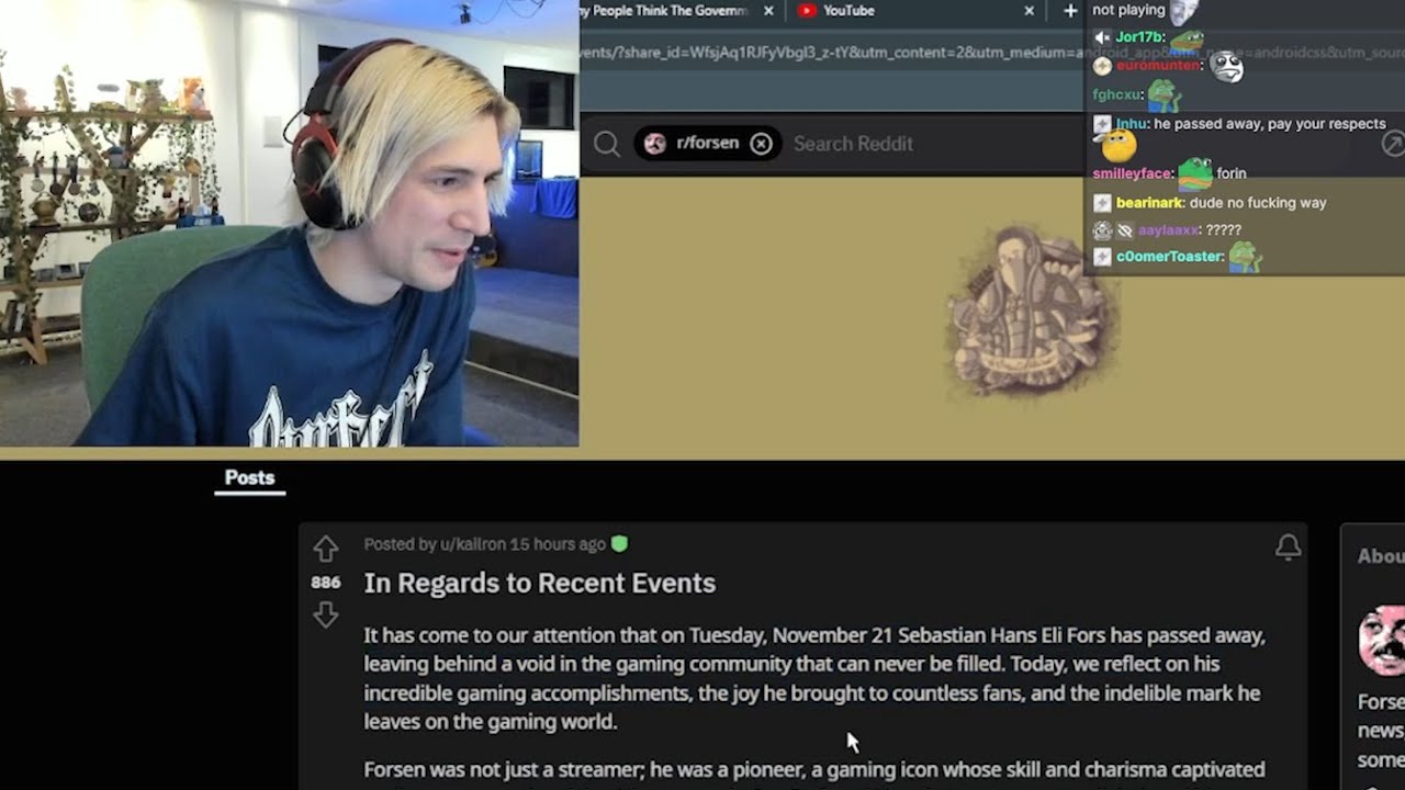 xQc Reacts to Forsen Mods Saying He Passed Away - YouTube