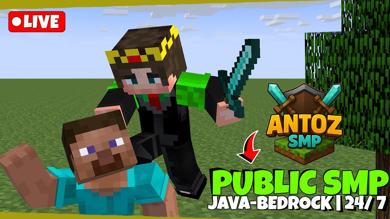 🔴 LIVE | Public Minecraft SMP India 🇮🇳 | Antoz SMP – (Java + Bedrock ...