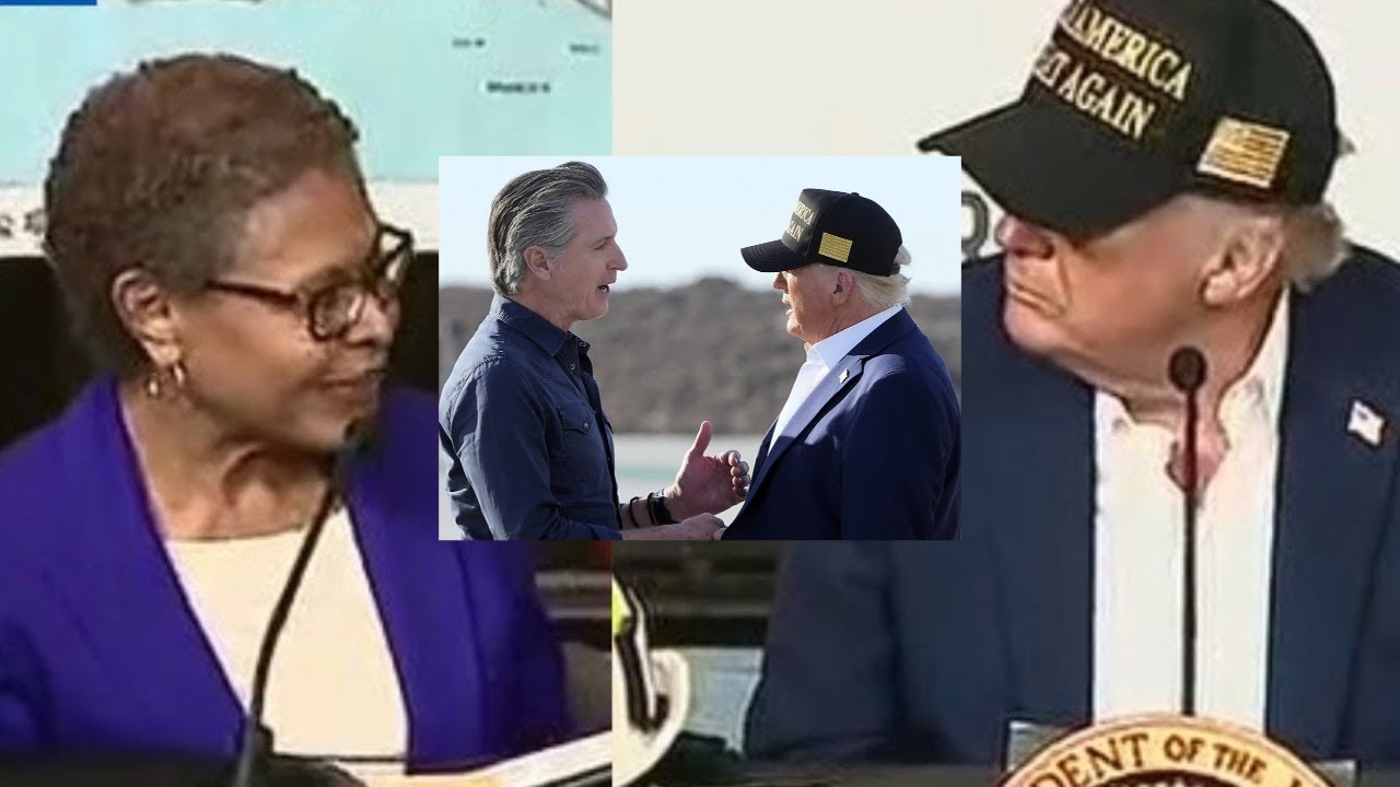 WATCH: President Trump CONFRONTS LA Mayor Karen Bass To Her FACE ...