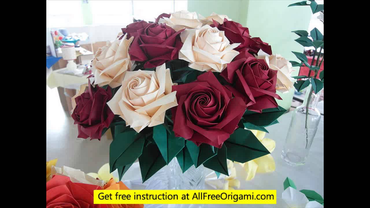 origami bouquet of flowers - YouTube