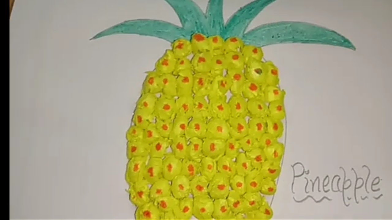 Pineapple by paper crumpling | Paper crumpling activity for kids ...