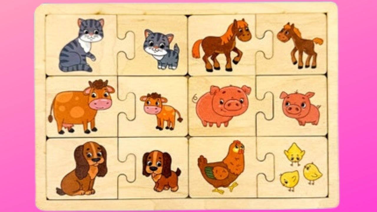 Matching Colors with Animal Moms & Babies 🎨🐾 Puzzle for Toddlers - YouTube
