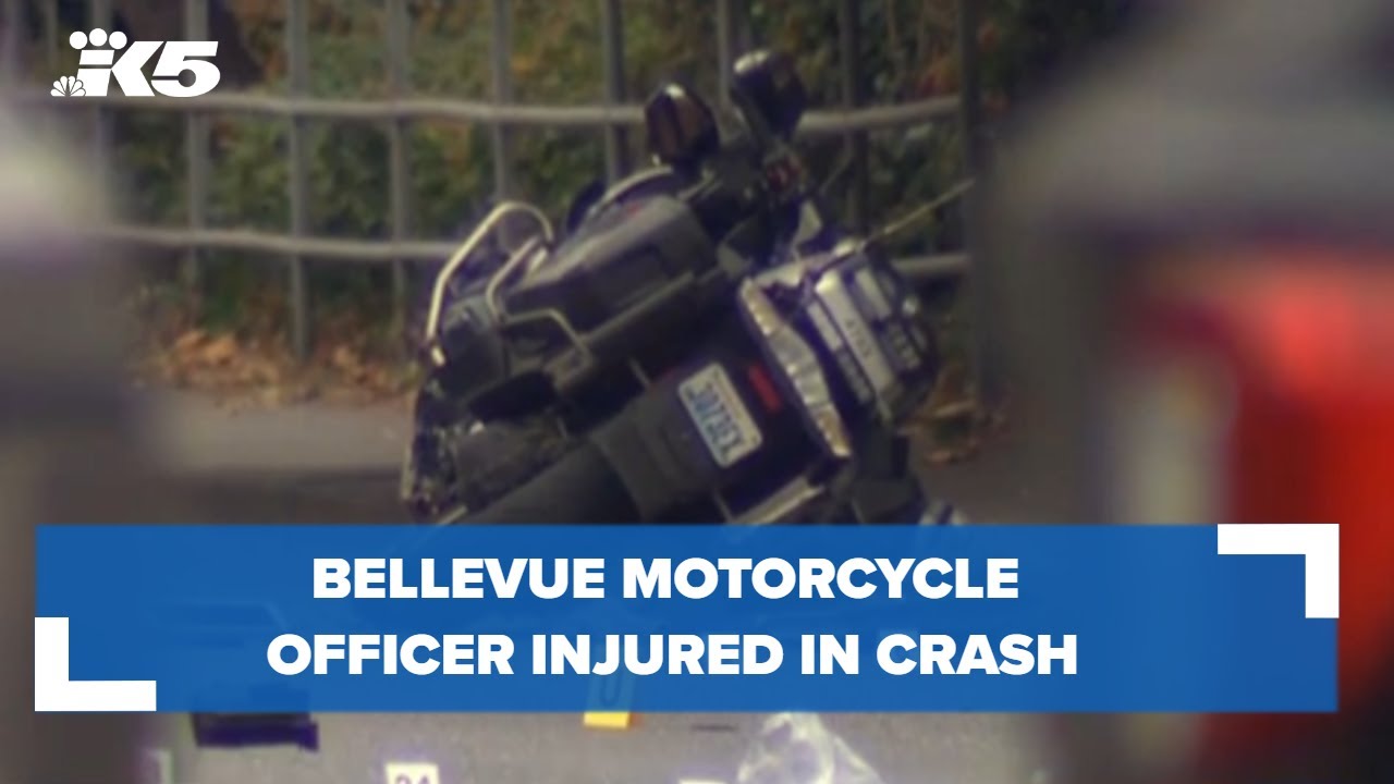 Bellevue motorcycle officer injured in crash - YouTube