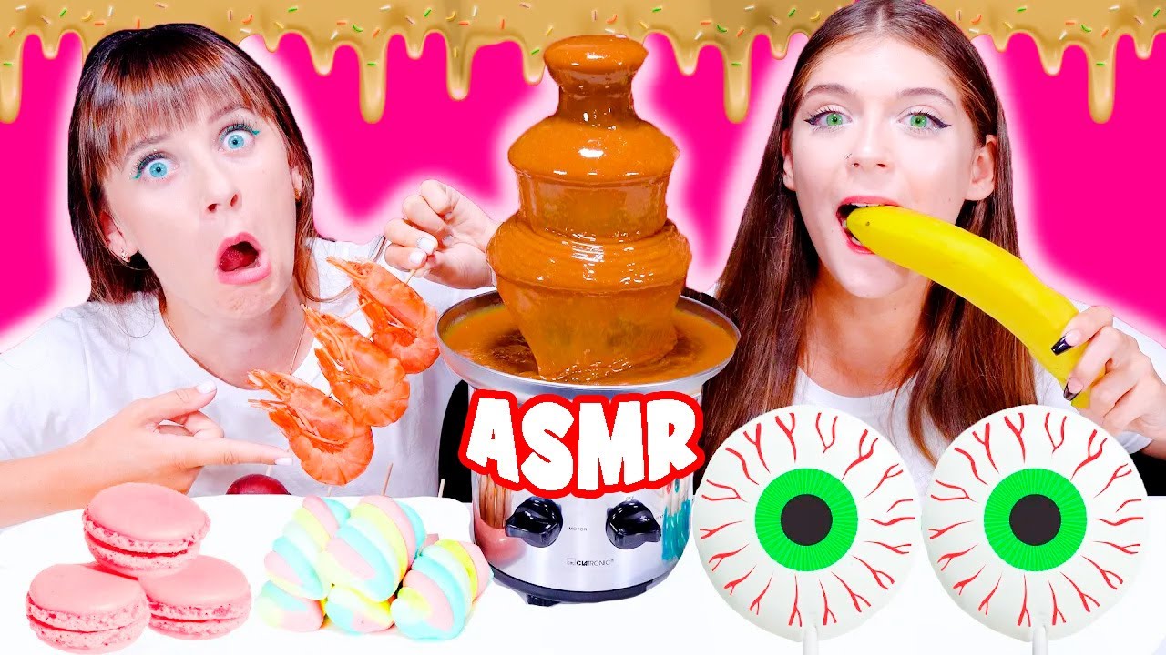 ASMR Chocolate Fountain Mukbang Challenge (Onion, Gummy Eyeballs) - YouTube