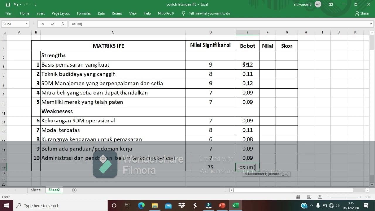 Manajemen Strategi Pertemuan 9 Perhitungan pada Matriks IFE dan EFE ...