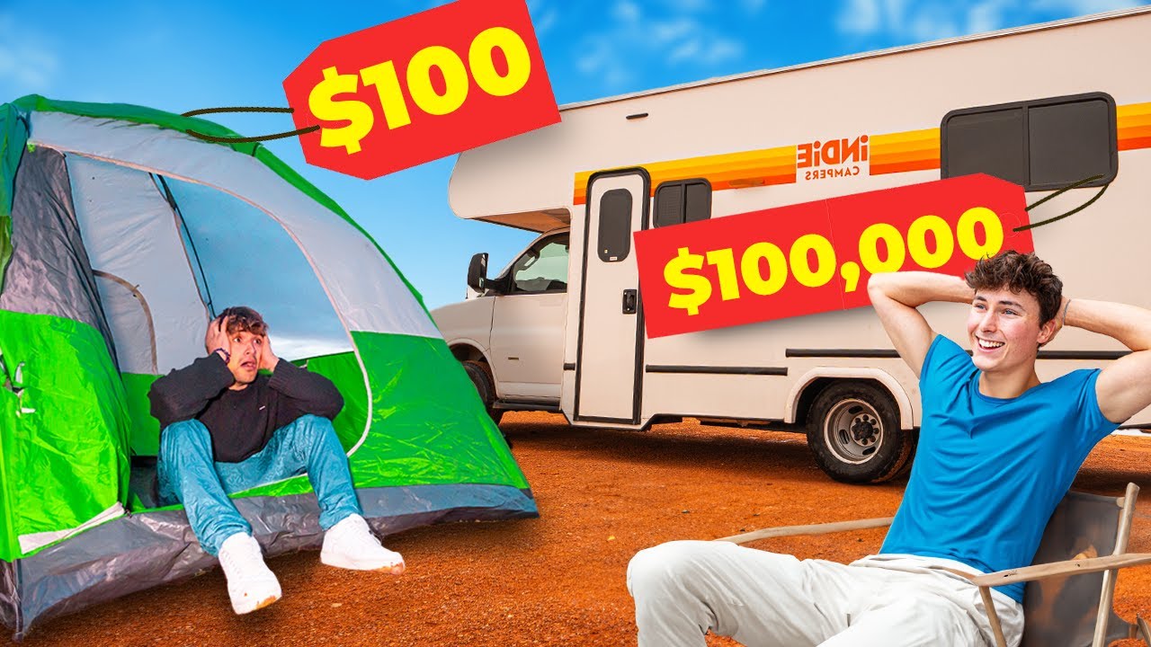 $100 Tent VS $100,000 RV! INSANE 24-Hour Challenge - YouTube