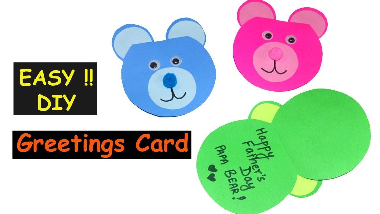 Cute Teddy Bear Greetings Card | Father's Day Card | Handmade Card ...