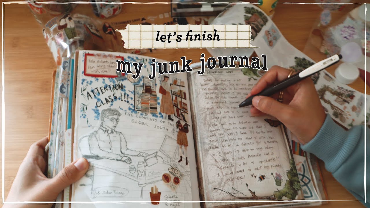 finishing my junk journal - calm, quiet, and cozy journal with me - YouTube
