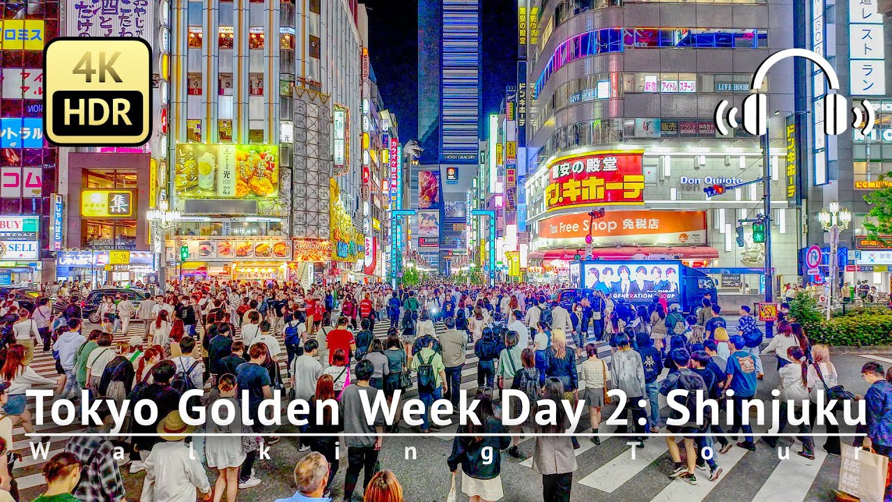 4/28 Tokyo Golden Week Day 2: Shinjuku + Godzilla Projection Mapping ...