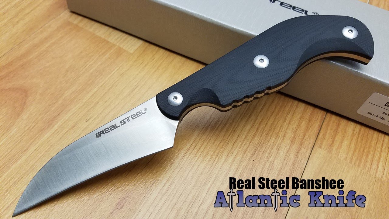 REAL STEEL BANSHEE BLACK G10 HANDLE ANTI-SLIP FIXED HAWKBILL D2 BLADE ...