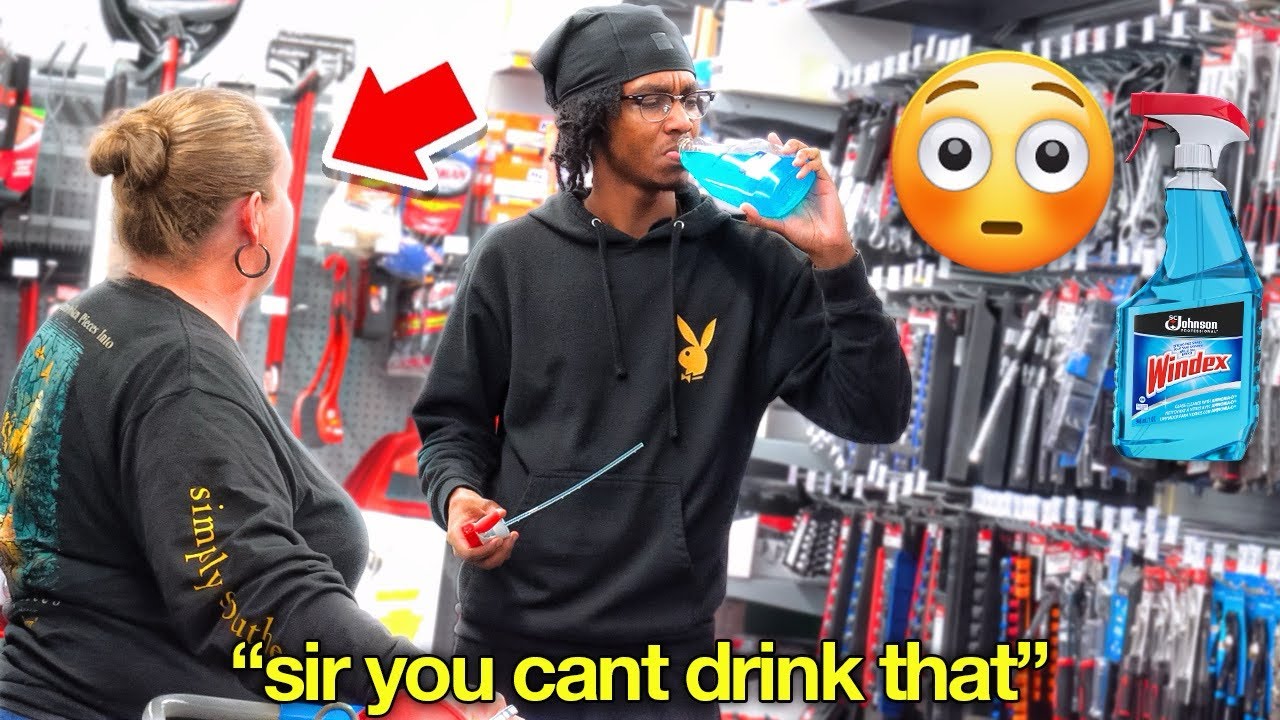 Drinking windex in public PRANK!! - YouTube
