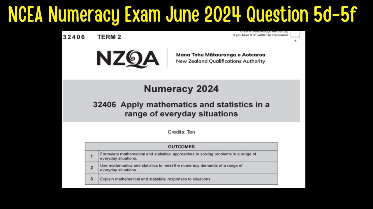 NCEA Numeracy Assessment June 2024 Question 5d-5f - YouTube