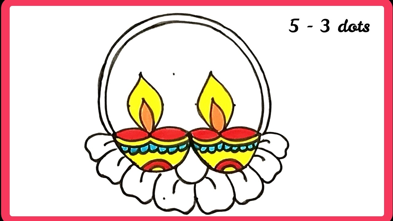 diwali card drawing / diya drawing easy / deepam muggulu / deepavali ...