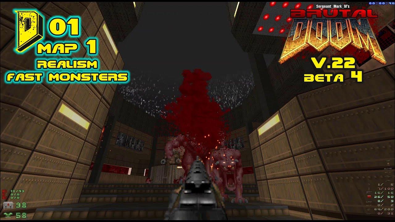 Brutal Doom v22 beta 4: DBP_01 map01 Realism Violence + Fast Monsters - YouTube