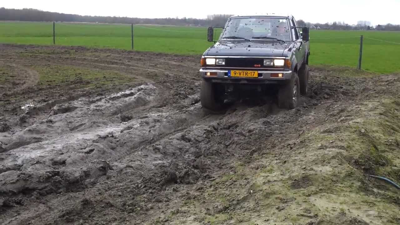 Nissan 720 4WD having fun in muddy Jelsum (part 1 of 3) - YouTube
