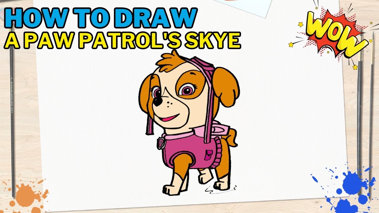 How to Draw PAW Patrol's Skye Cartoon Easy for Beginners | Cartoon ...