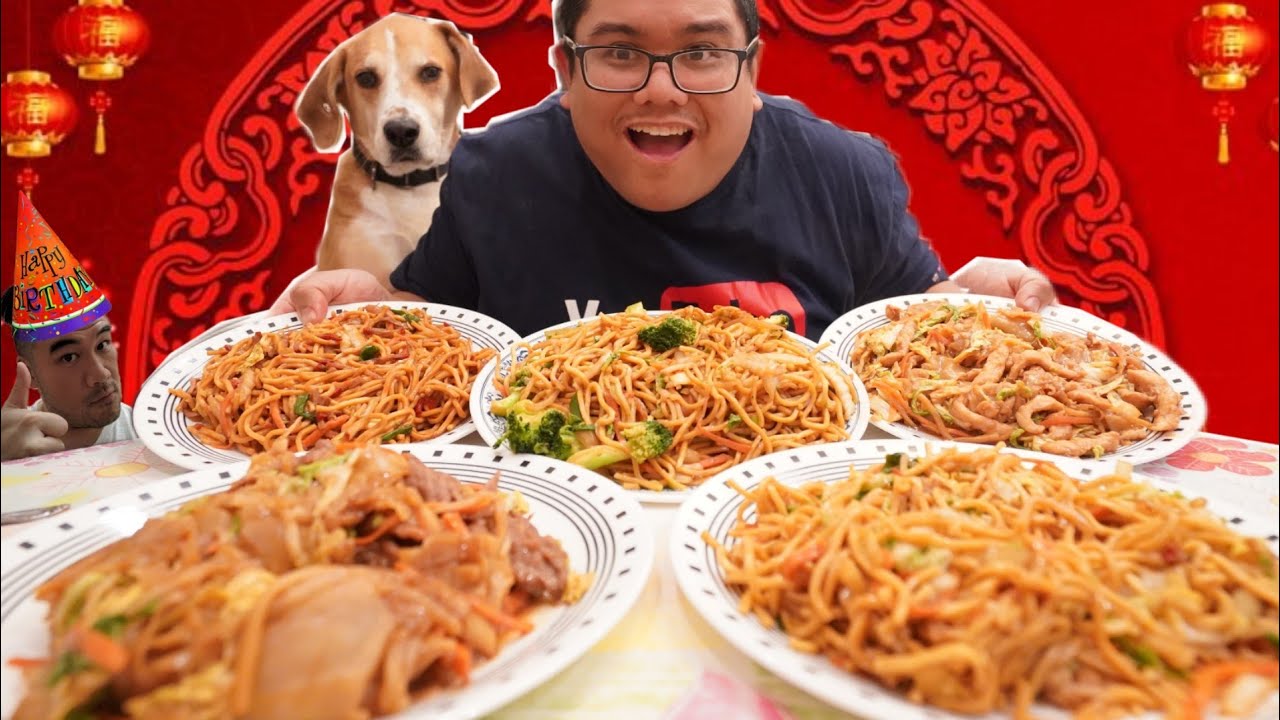 Chinese Food Lo Mein & Chow Fun Noodle Challenge - YouTube