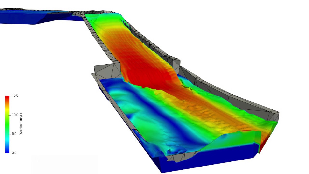 CFD animation of stepped chute and stilling basin in OpenFOAM - YouTube
