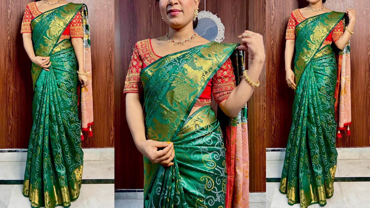 How to make pleats in saree for beginners | Silk saree draping with ...