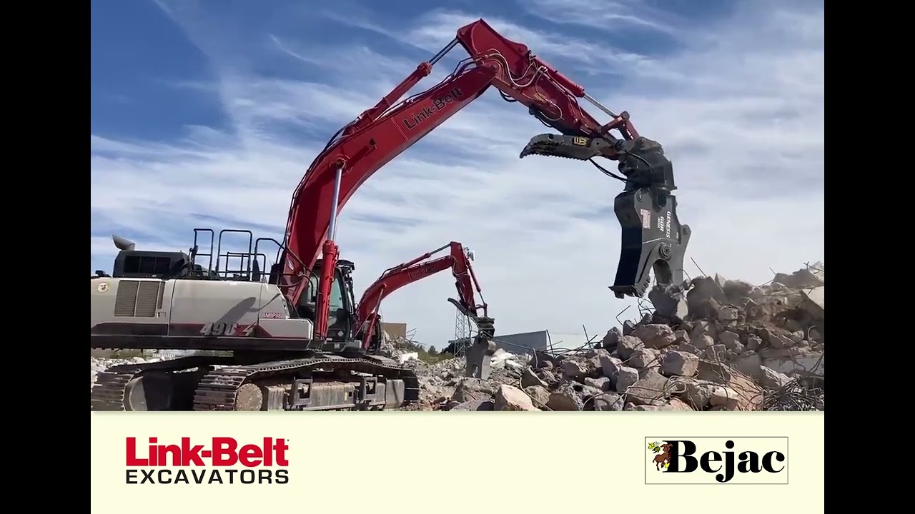 Link-Belt 490X4 with Genesis GDR400 concrete processor - YouTube