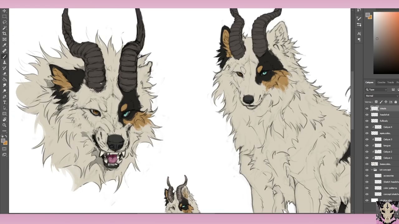 [TIMELAPSE] – wolf character design sheet speedpaint - YouTube