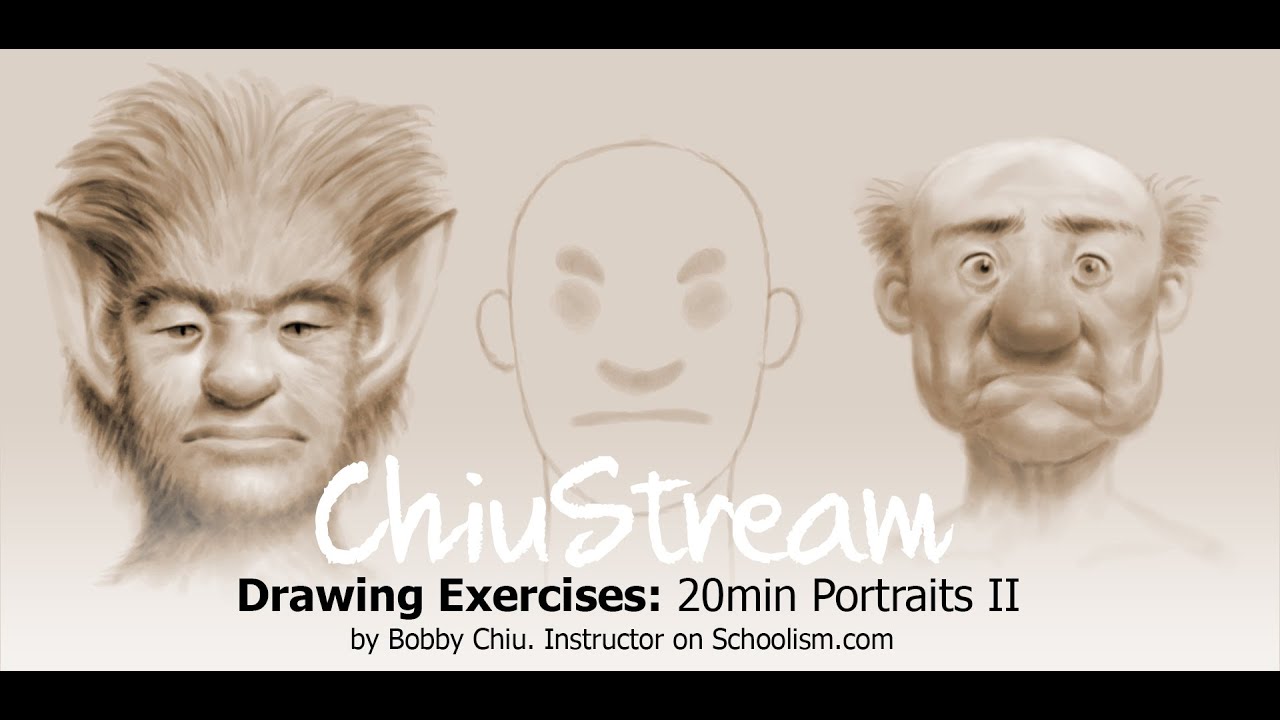 Drawing Exercises: 20 min stylized portraits - YouTube