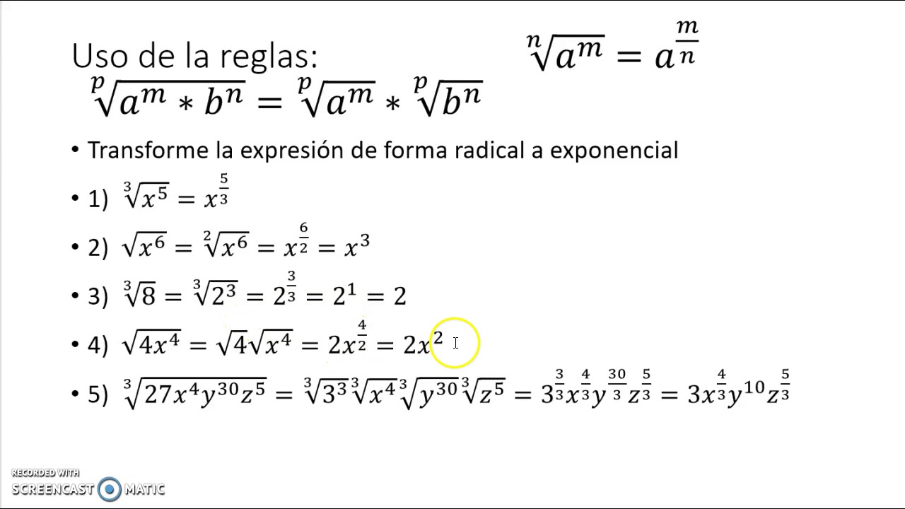 Reglas de los exponentes video 11 - YouTube