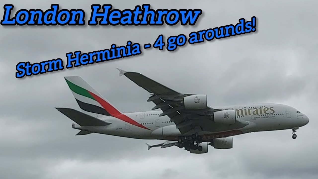 Storm Herminia causes chaos during landings on Heathrow's 09L - YouTube