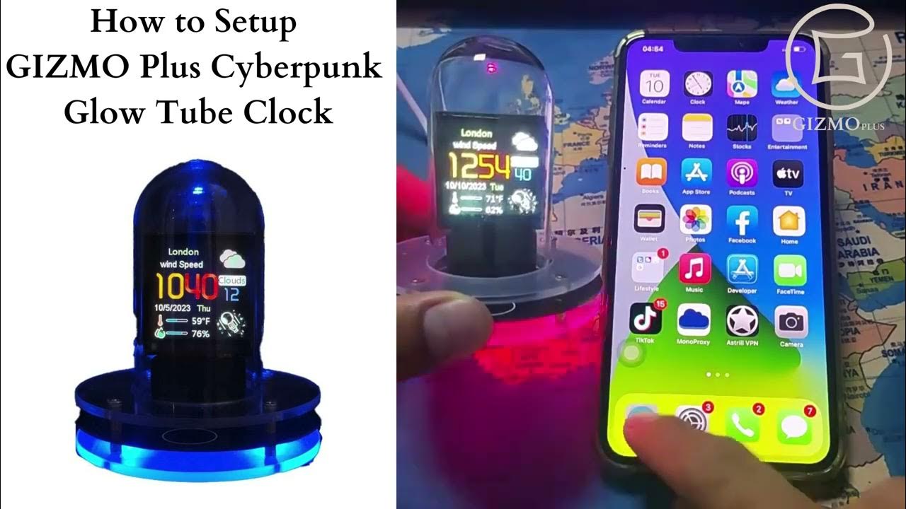 How to Setup GIZMO Plus Cyberpunk Glow Tube Clock - YouTube