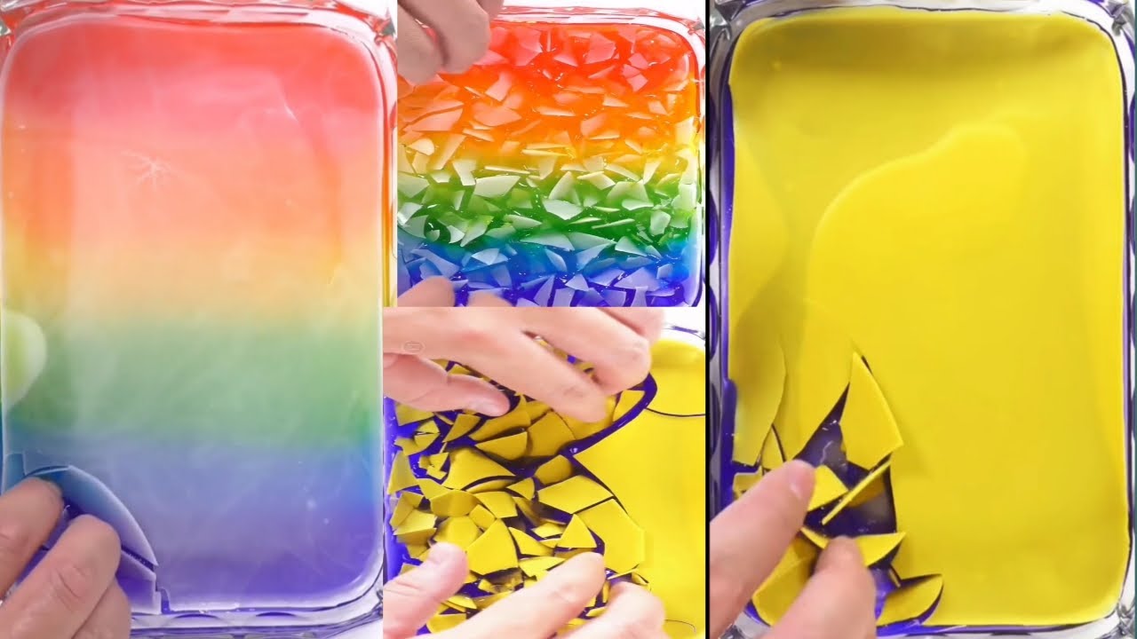 Asmr slime satisfying suara, slime pelangi dengan topping lilin warna ...