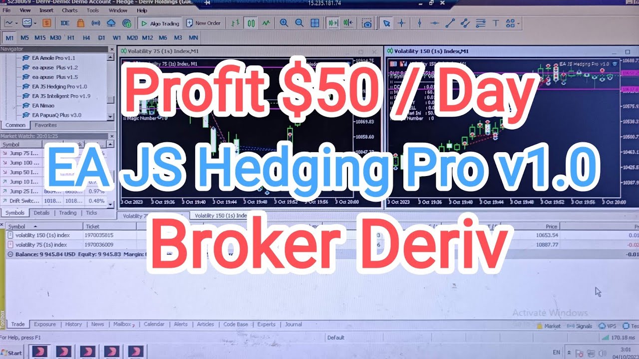 Profit $50 per Day EA JS Hedging Pro v1.0 Broker Deriv - YouTube