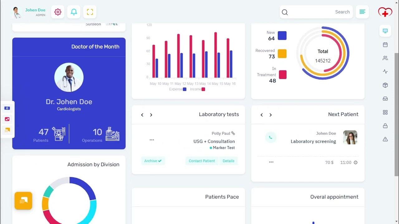 Medical Dashboard Bootstrap Admin Template with RTL Light Theme - YouTube