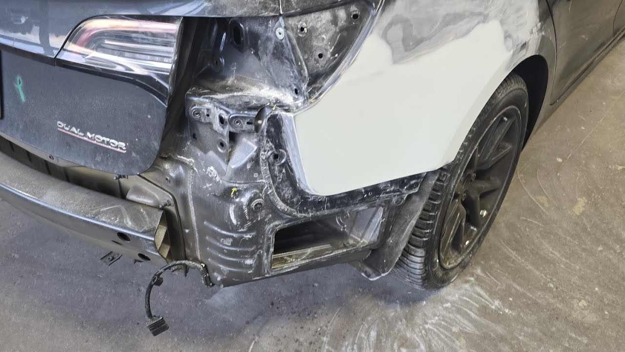 Tesla Model 3 Quarter Panel Repair #autorepair #collisionrepair # ...