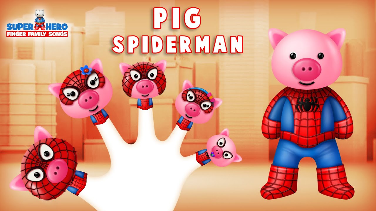 The Finger Family Super Pig Family Nursery Rhyme | Super man Finger ...