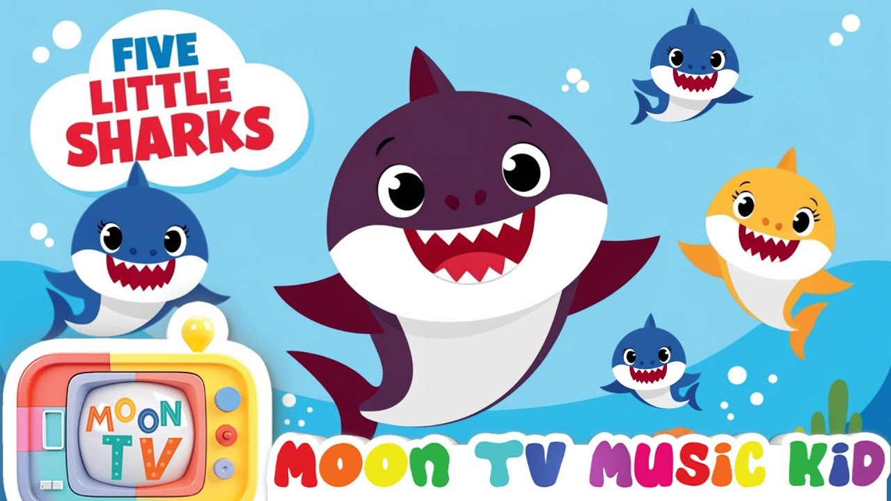 Five Little Sharks | Dive into fun baby shark adventure | Song for kids ...