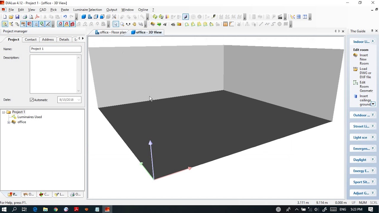 Simple indoor planning using DIAlux Red - YouTube