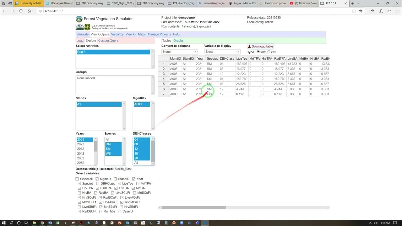 FVS Building Stand and Stock Table by Diameter Class and Species - YouTube