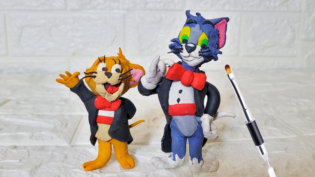 How to make Tom and Jerry from polymer clay - playdoh DIY - YouTube