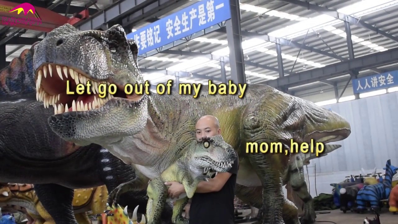 animatronic t-rex mother and t-rex baby - YouTube