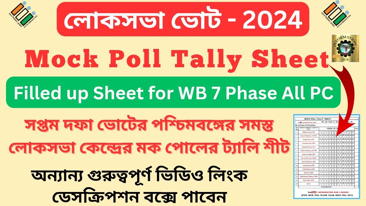 লোকসভা ভোট 2024 : 7th Phase Mock Poll Tally Sheet All PC. PDF Download ...