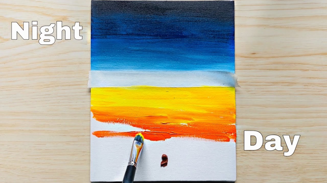 Easy Day and Night Painting | Acrylic Painting For Beginners | Step By ...