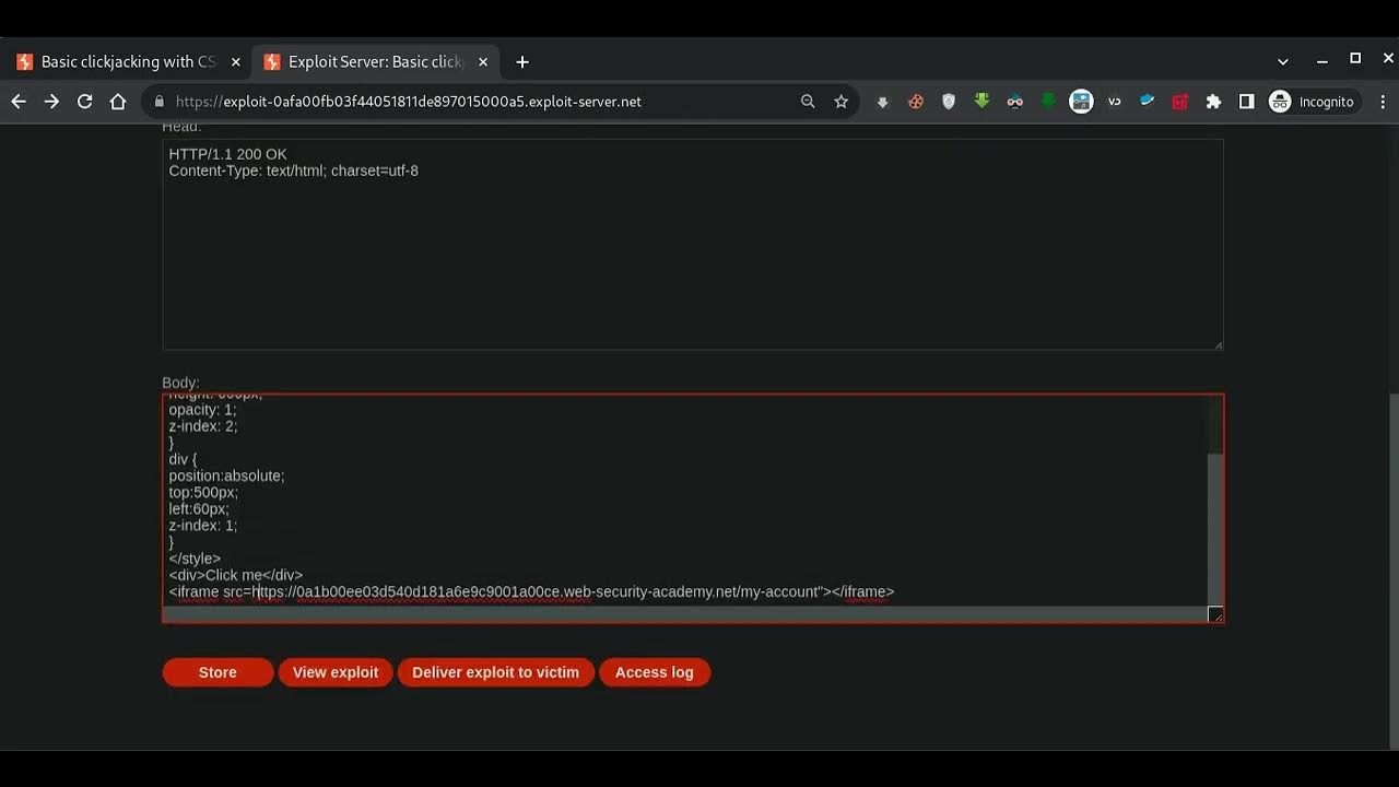 16.1 Lab: Basic clickjacking with CSRF token protection | 2023 - YouTube