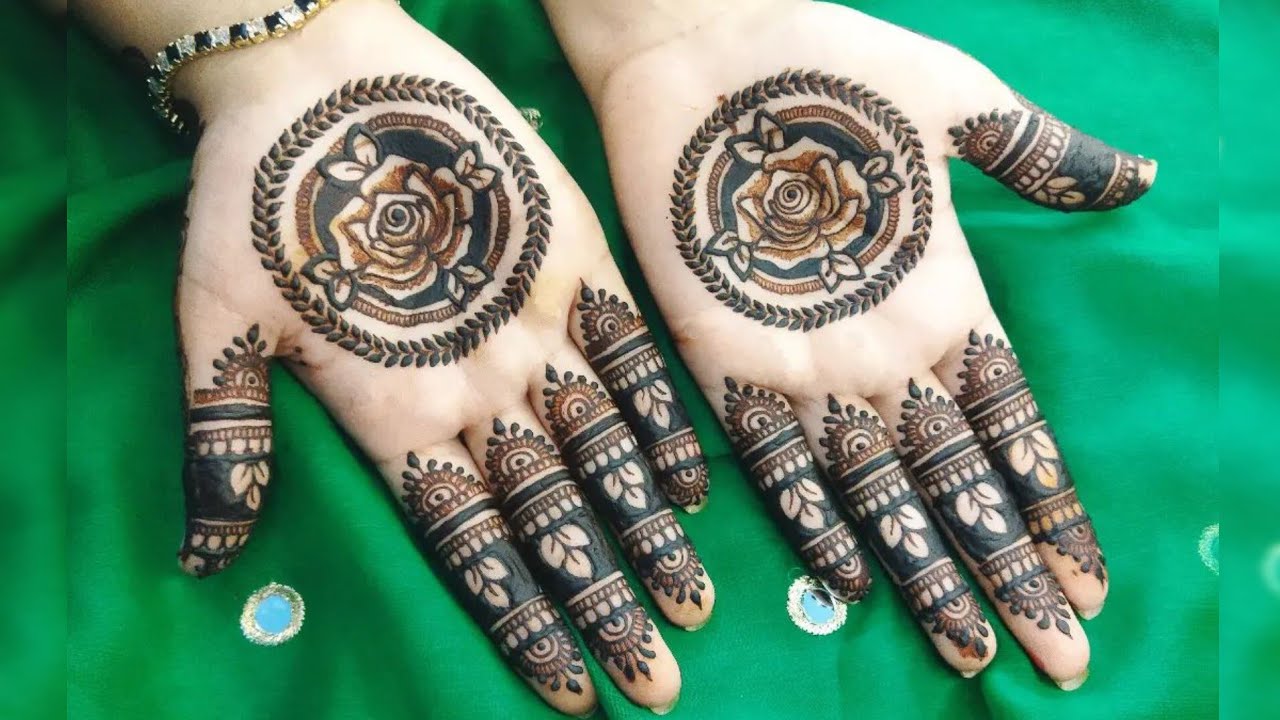 bridal flower tikki mehndi design || right hand flower mehndi design ...