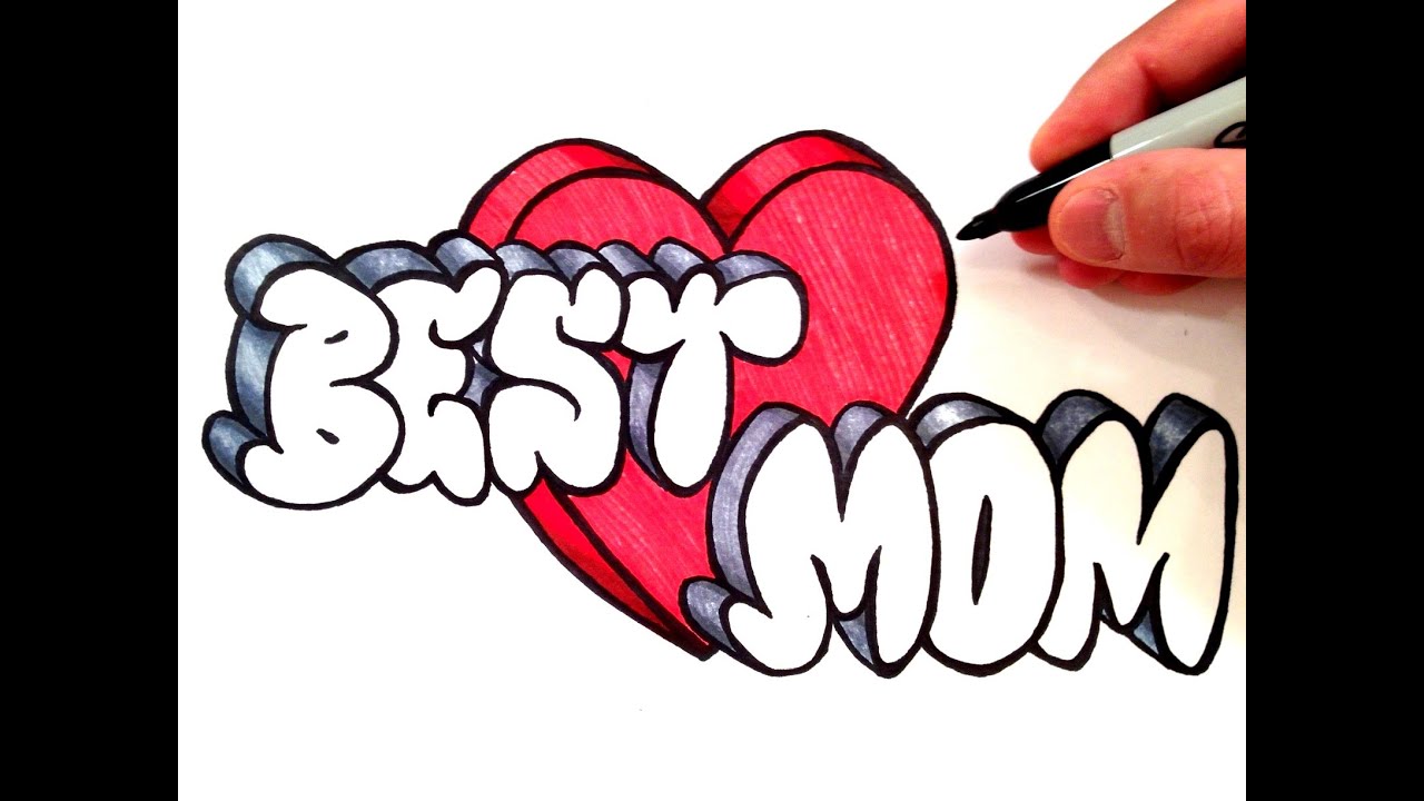 How To Draw BEST MOM With A Heart In 3D YouTube