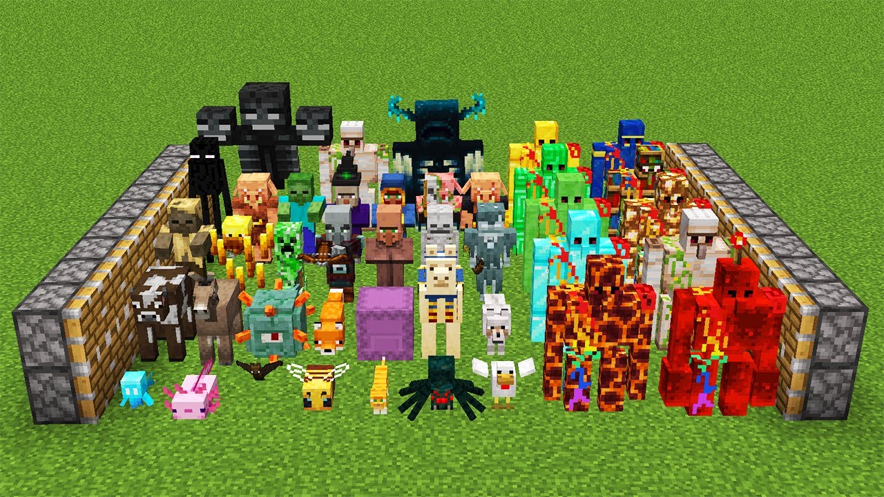all new golems and all minecraft mobs combined - YouTube