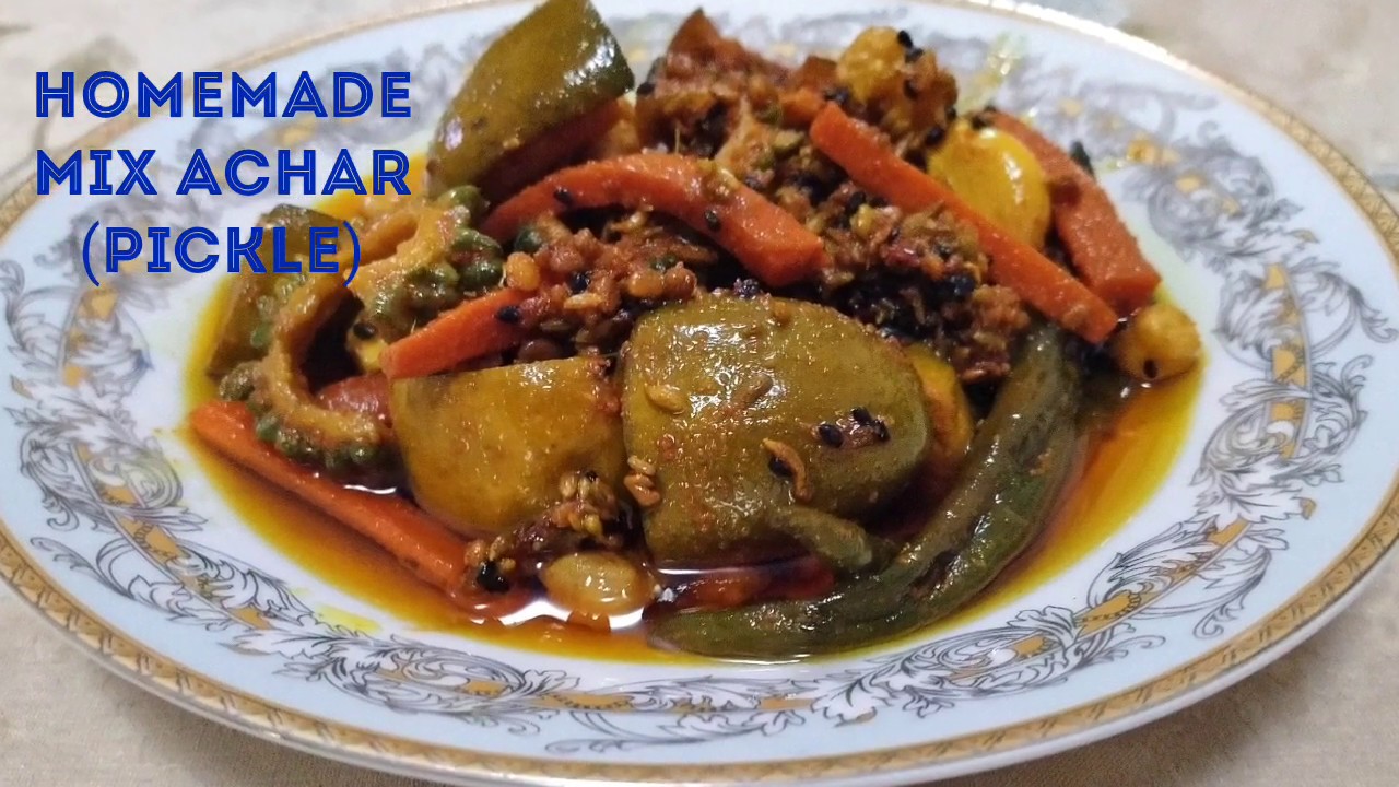 Mixed vegetable and Mango Pickle - Mixed Achar Samia's Kitchen - YouTube