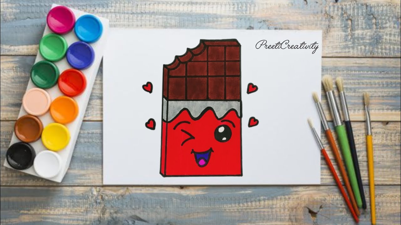 🍫"Cute Chocolate Drawing Step by Step"🍫 "Simple & Tasty Chocolate ...