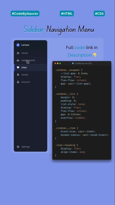 🚀 Responsive Sidebar with Slide Animation | HTML CSS JS #webdevelopment #coding #sidebar # ...